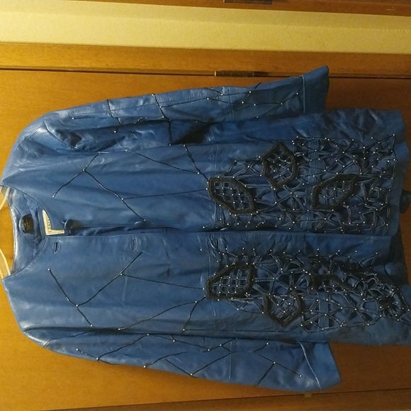 leather 9000 | Jackets & Coats | Vintage Blue Leather Jacket | Poshmark